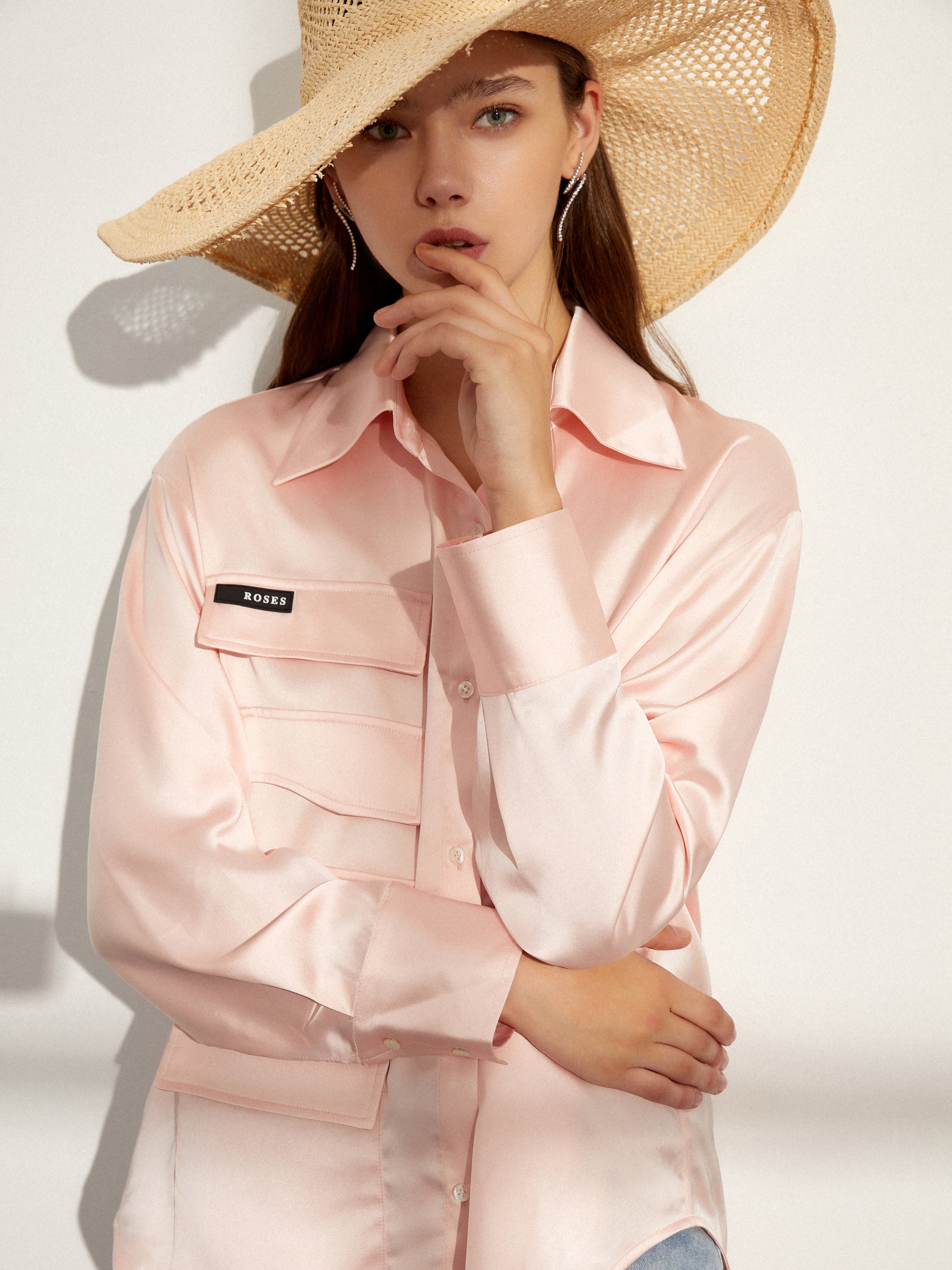 Rose Satin Shacket – Urlazh New York